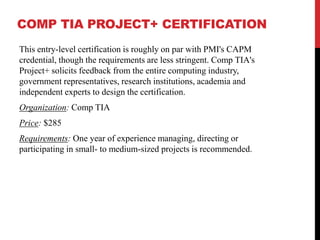 Different certifications in project management | PPTX