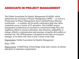 Different certifications in project management | PPTX