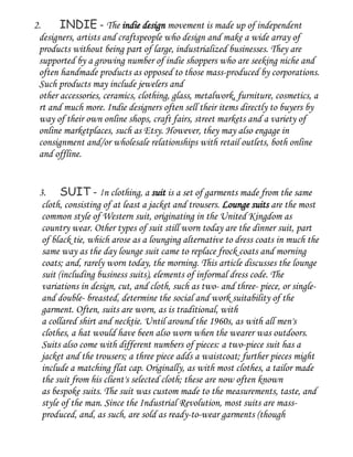 Different clothing styles | DOCX