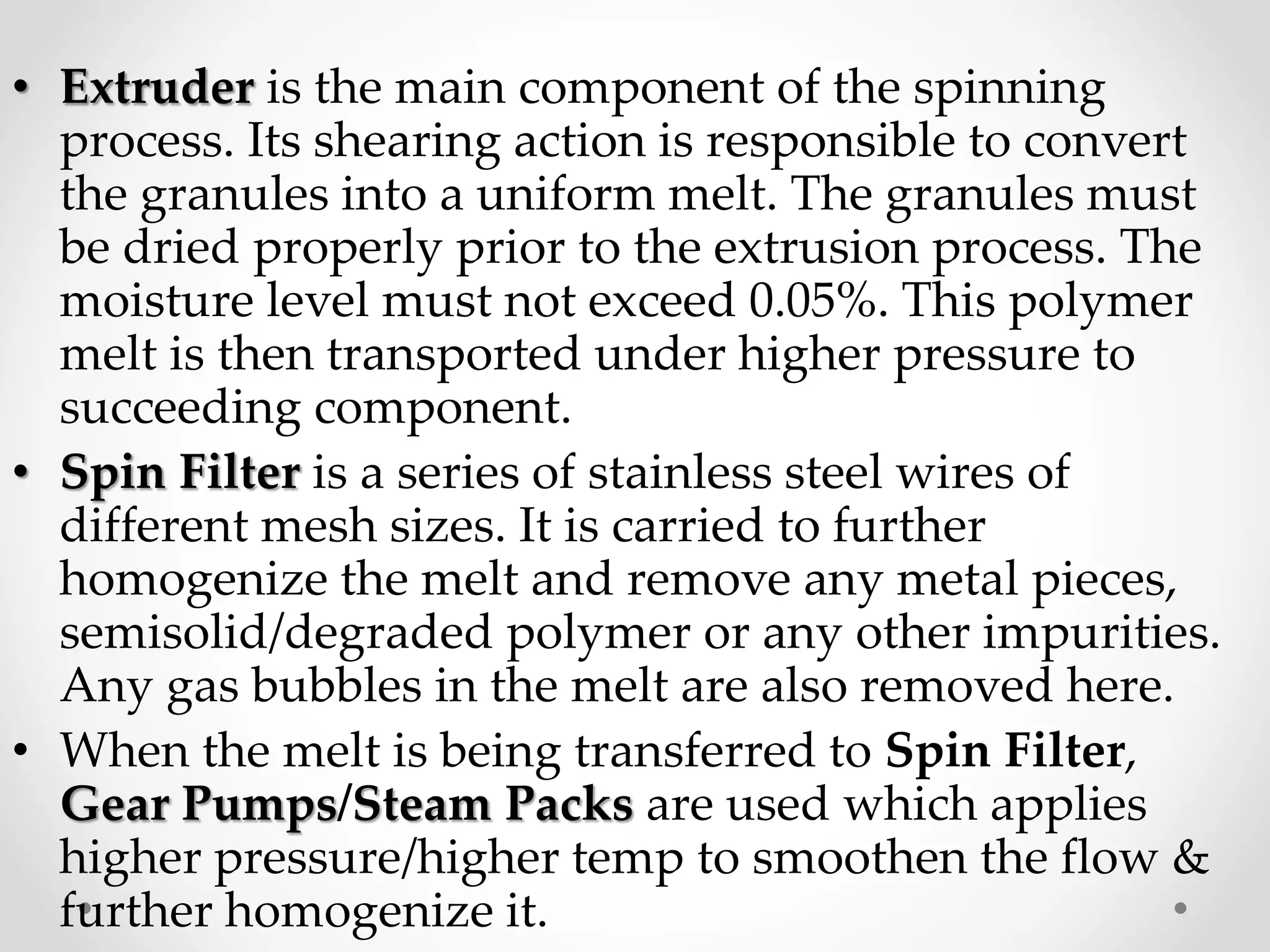 Different components of spinning process | PPTX