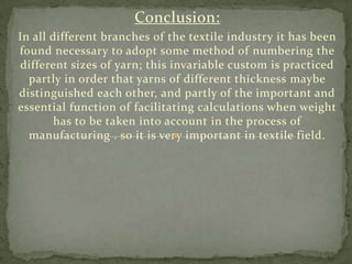 Different Count Used In Textile | PPTX