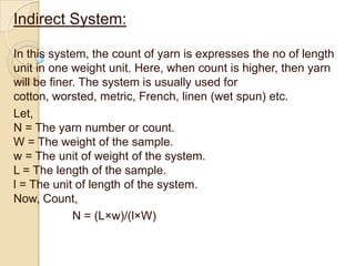Different Count Used In Textile | PPTX
