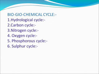 Different BIO - GEO cycle of eco system | PPT
