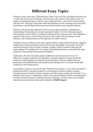 Different Essay Topics | PDF