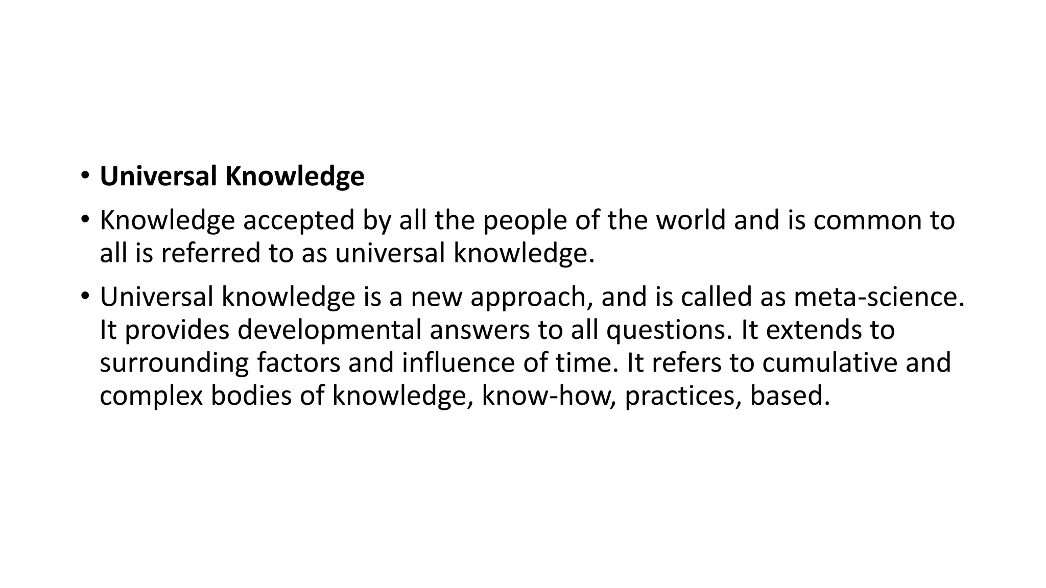 Different Facets of Knowledge and Relationship between Local | PPTX