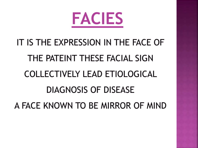 Different facies used in the diagnosis of disease | PPT