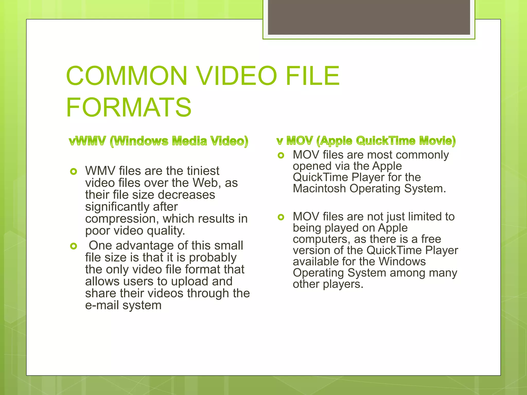 Different formats of video | PPTX