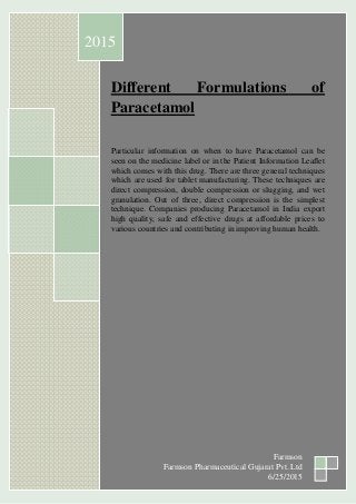 Different Formulations of Paracetamol