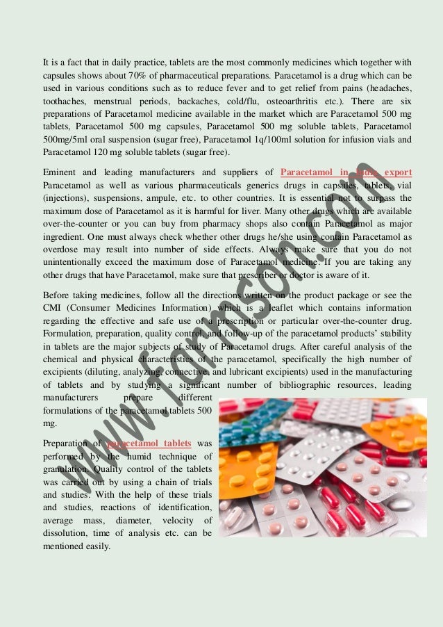Different Formulations of Paracetamol