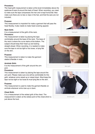 Different girth measurement of human body | PDF