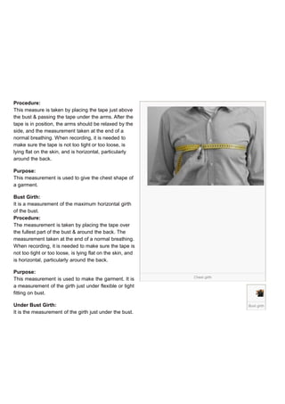 Different girth measurement of human body | PDF