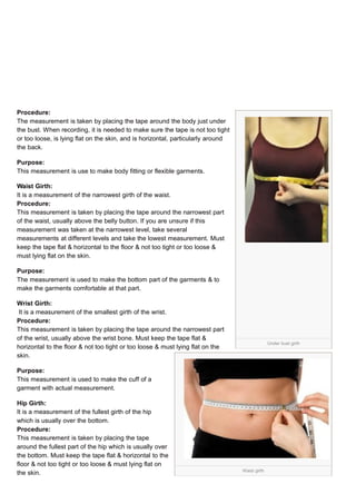 Different girth measurement of human body | PDF