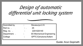 Design of automatic differential unit locking system | PPTX