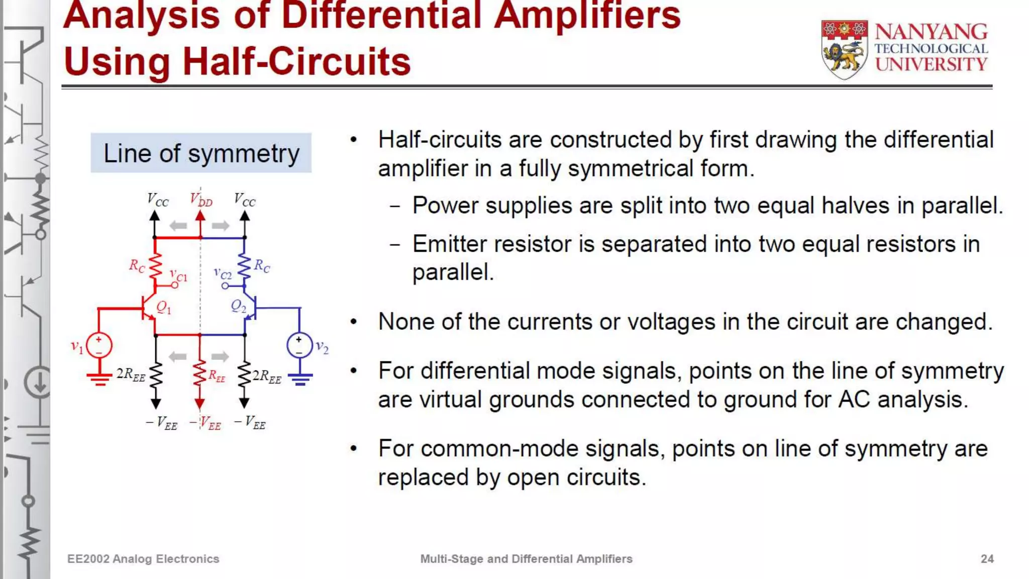 Differential amplifiers using half circuits (content) | PPTX