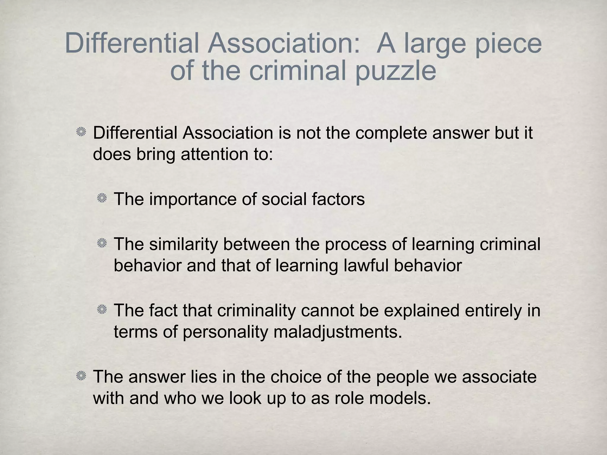 Differential Association Theory- Cunningham | PPT