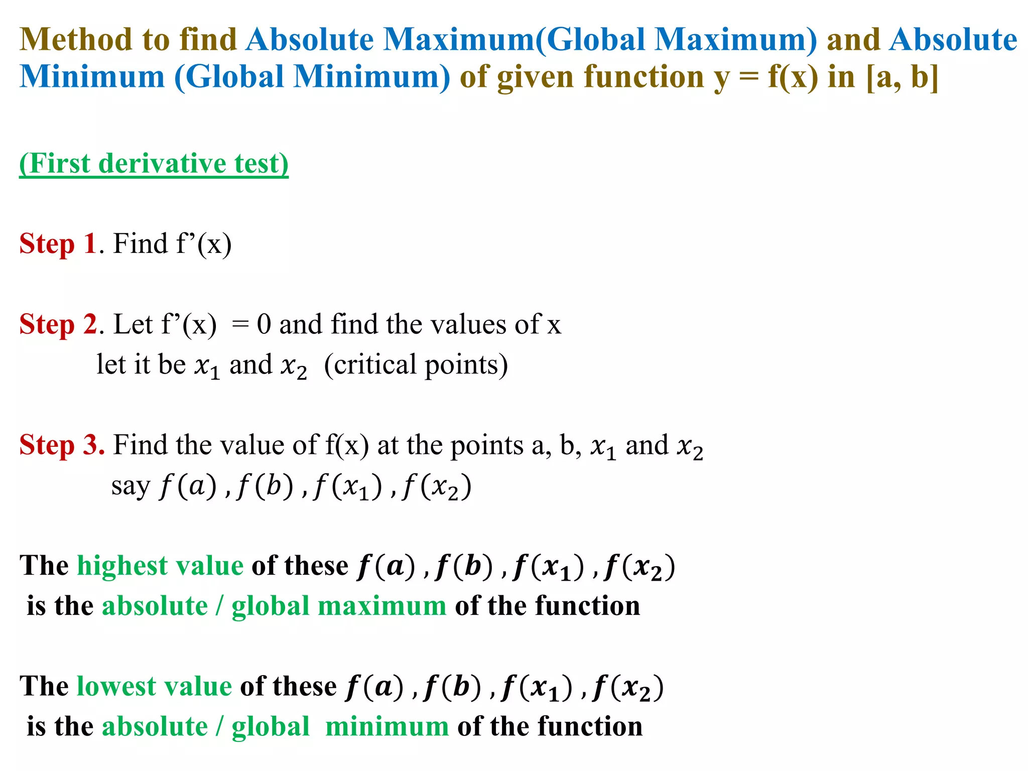 Differential calculus maxima minima | PPT