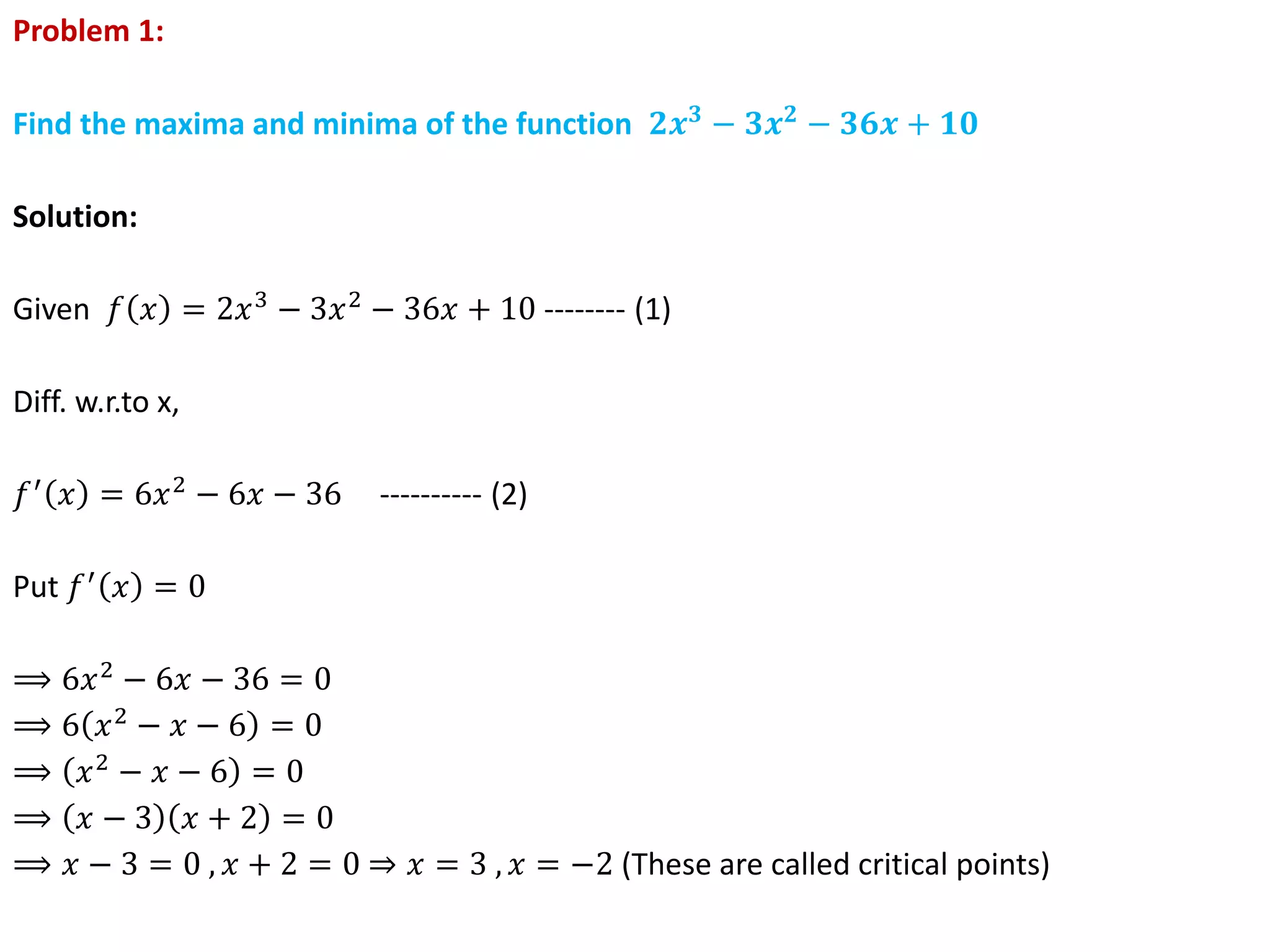 Differential calculus maxima minima | PPTX