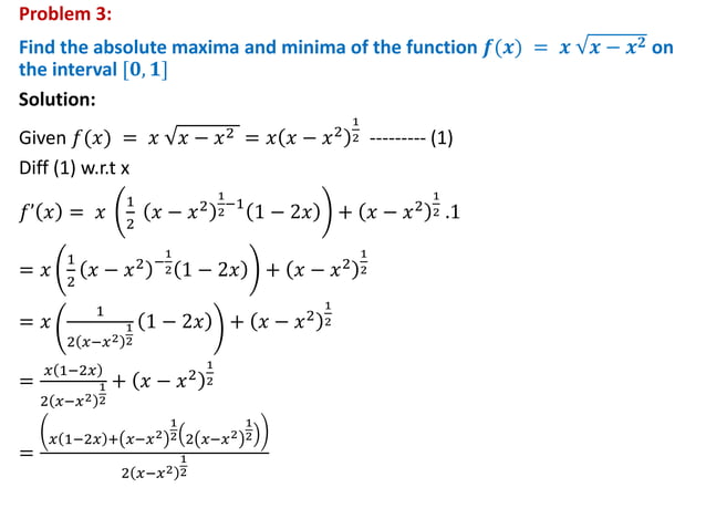Differential calculus maxima minima | PPT