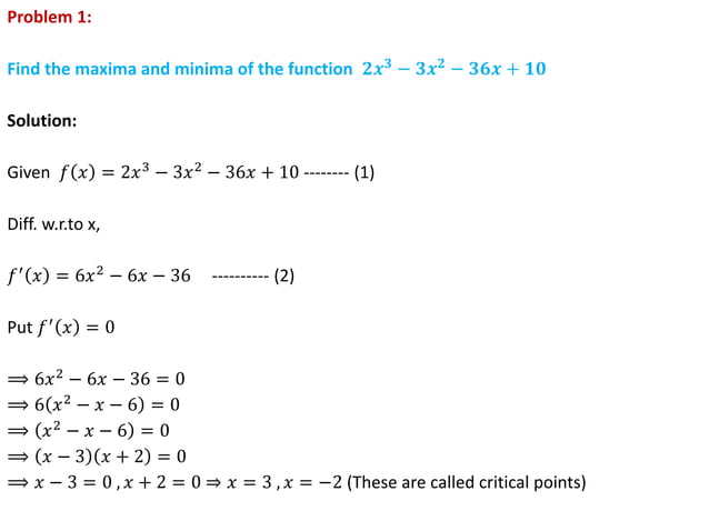 Differential calculus maxima minima | PPT