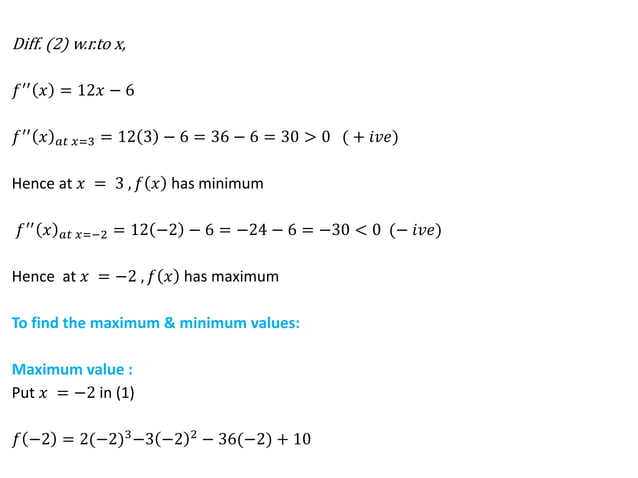 Differential calculus maxima minima | PPT