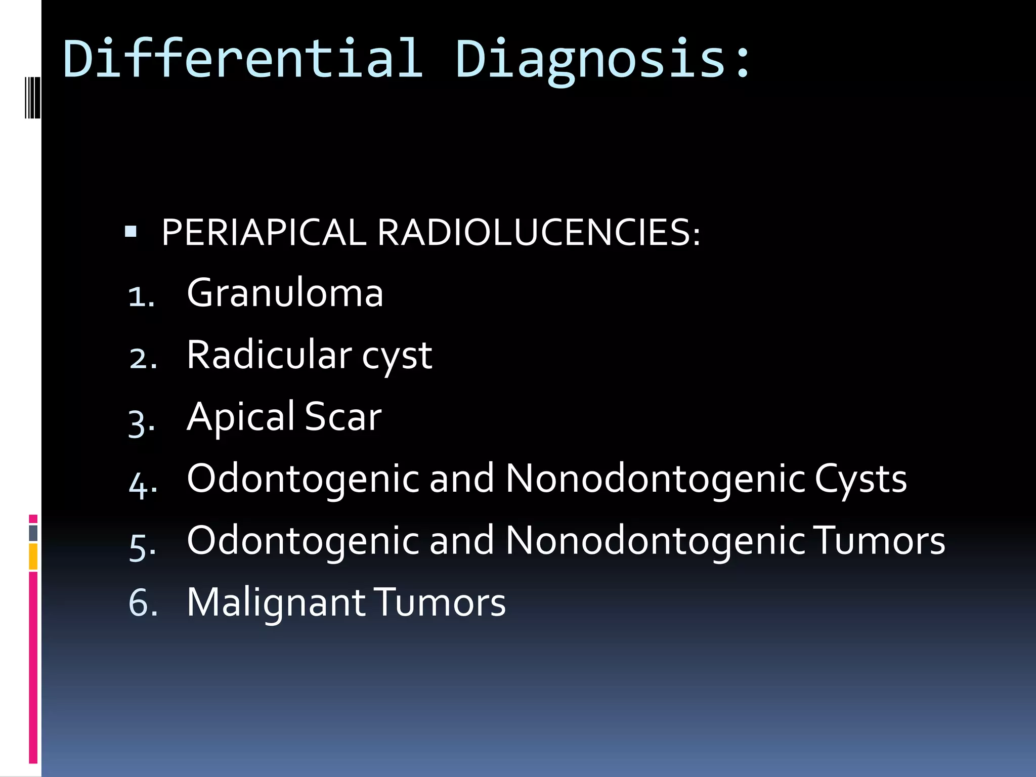 Differential diagnosis and management of radiolucent lesions | PPTX