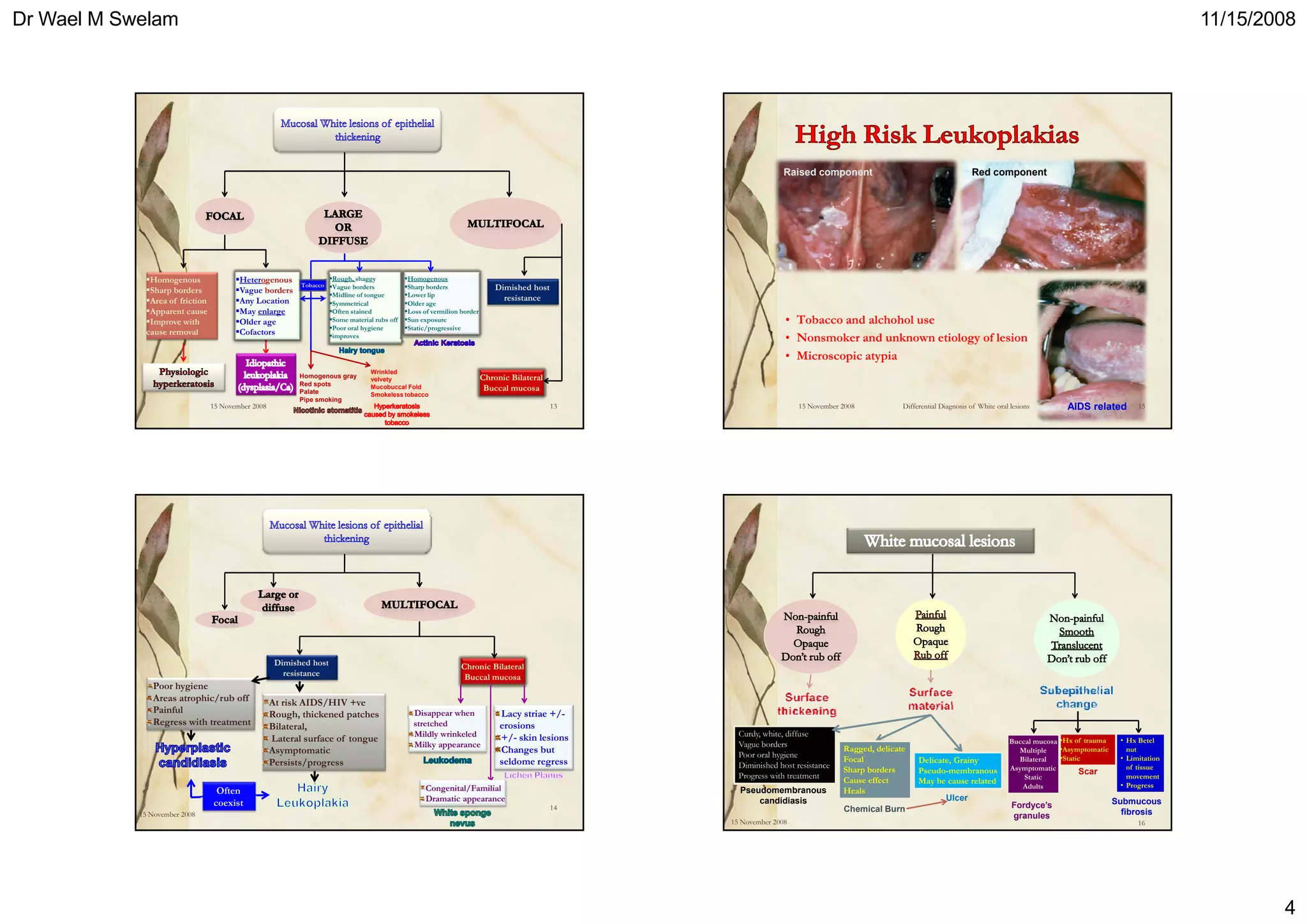 Differential diagnosis for Oral White Lesions | PDF