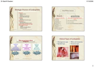 Differential diagnosis for Oral White Lesions | PDF