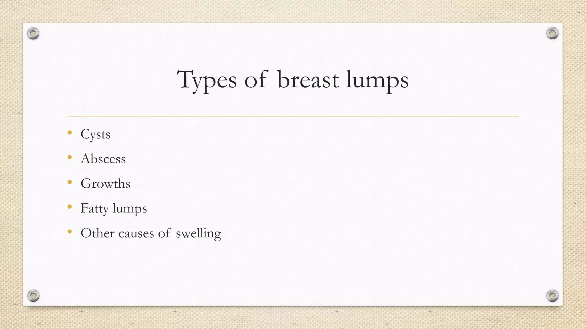 Differential diagnosis of breast mass; pathology - March 2016 | PPTX