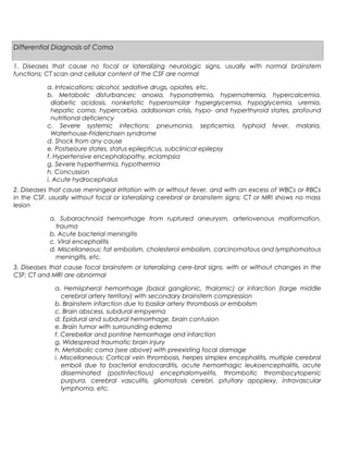 Differential diagnosis of coma | DOC | Death, Injury, or Military ...