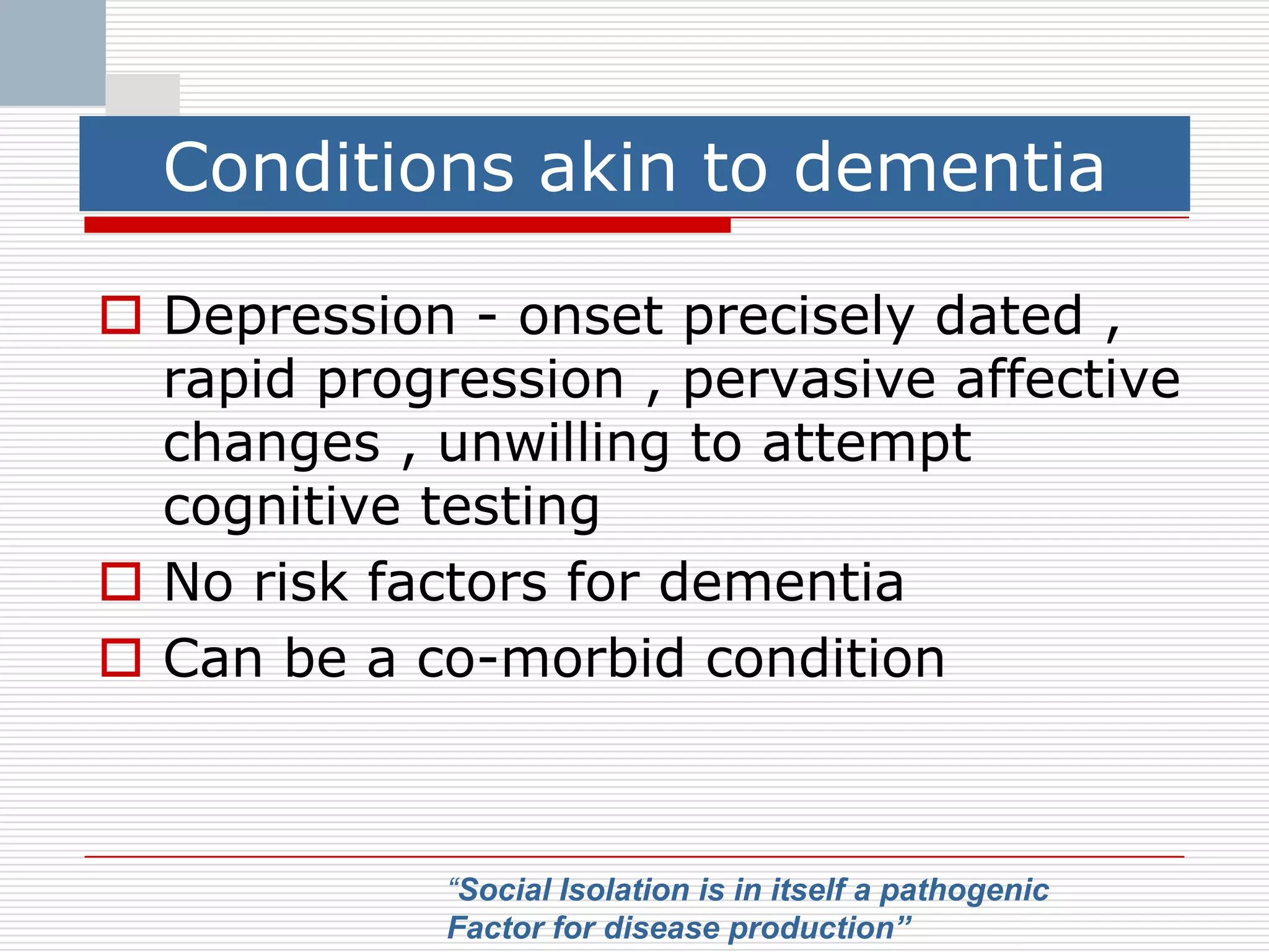 Differential diagnosis of dementia | PPT