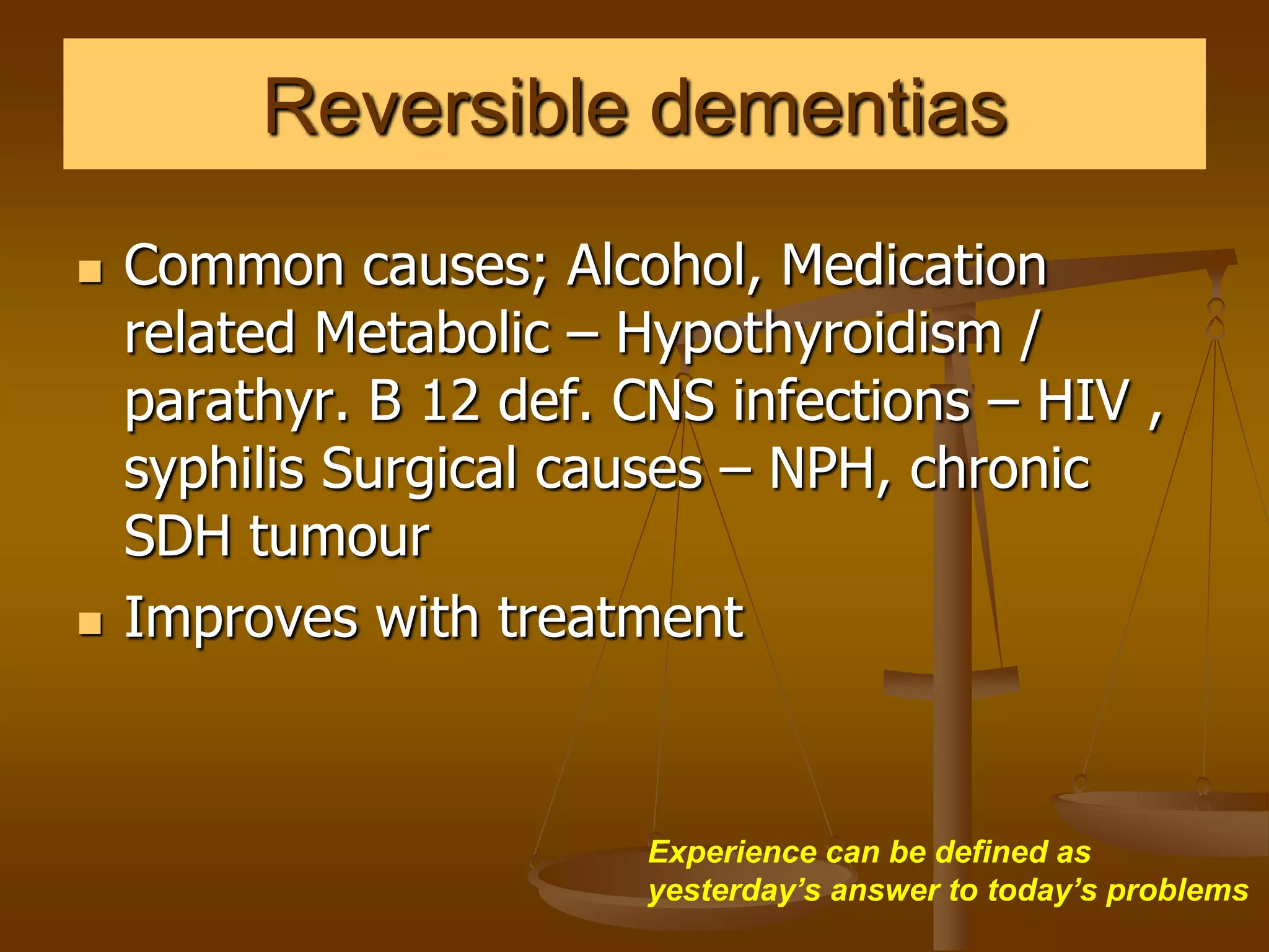 Differential diagnosis of dementia | PPT