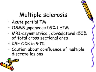 Differential diagnosis of LETM in adults | PPT