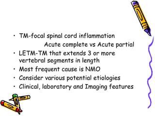 Differential diagnosis of LETM in adults | PPT