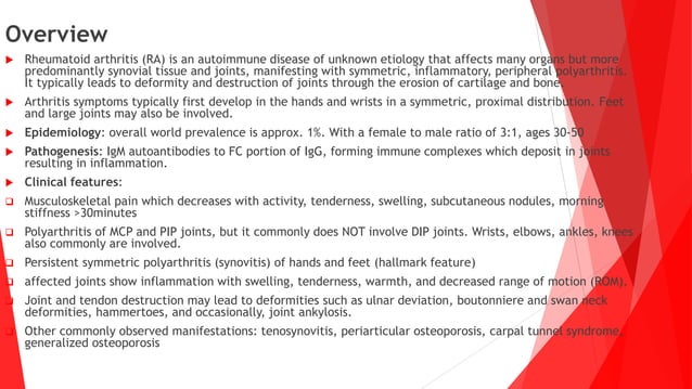Differential diagnosis of musculoskeletal involvement in rheumatoid ...
