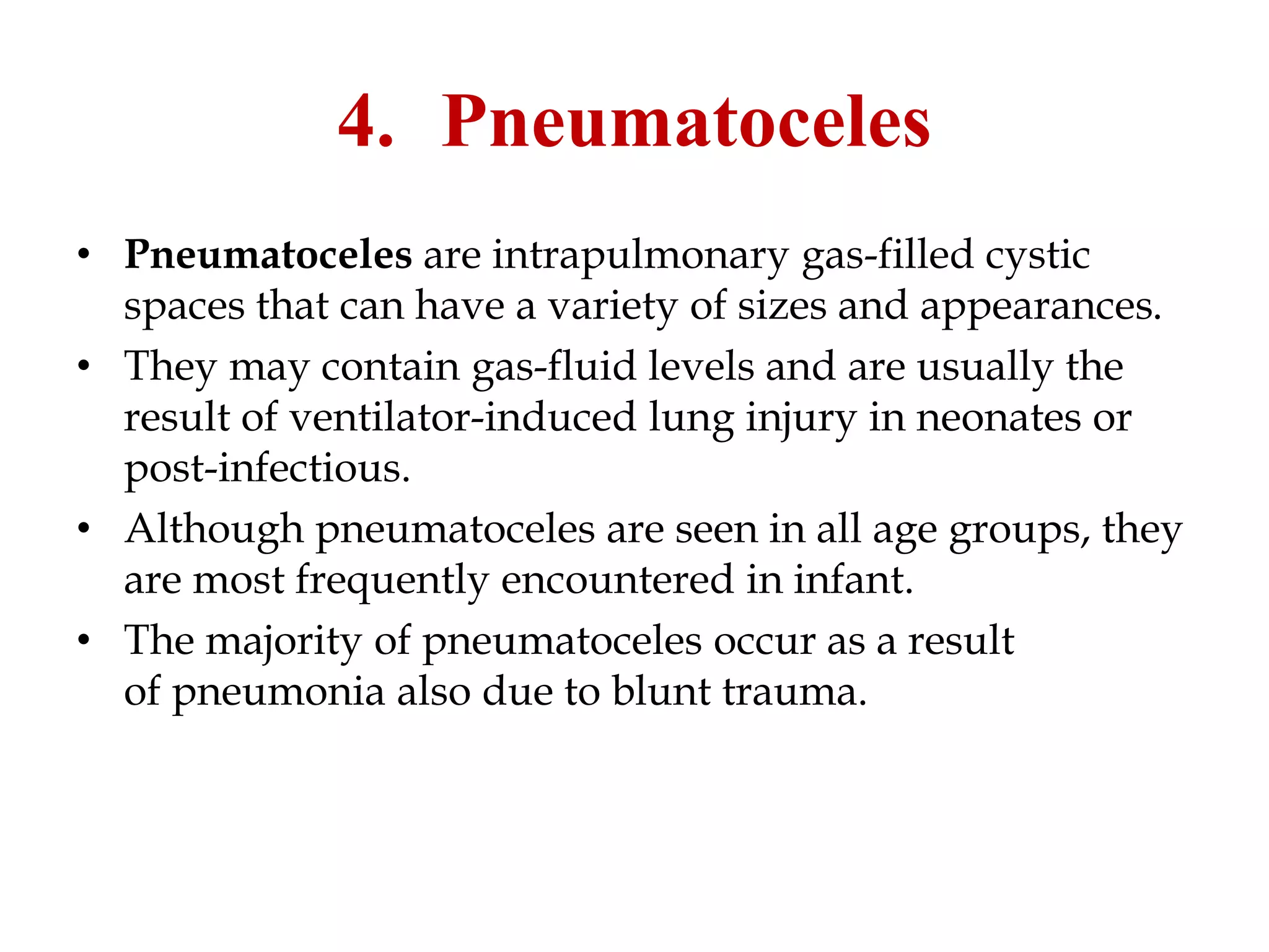 Differential diagnosis of pulmonary cyst: 1. Bullous Emphysema. 2 ...