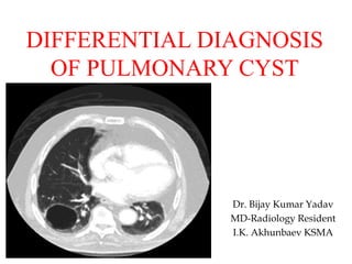 Differential diagnosis of pulmonary cyst: 1. Bullous Emphysema. 2 ...