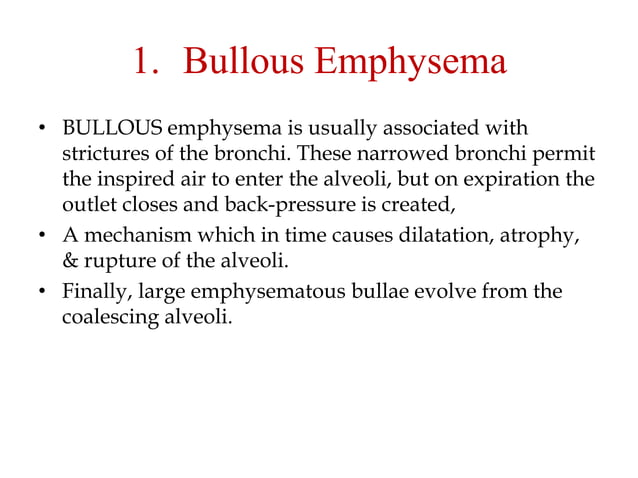 Differential diagnosis of pulmonary cyst: 1. Bullous Emphysema. 2 ...