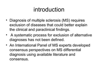Differential diagnosis of suspected multiple sclerosis | PPT