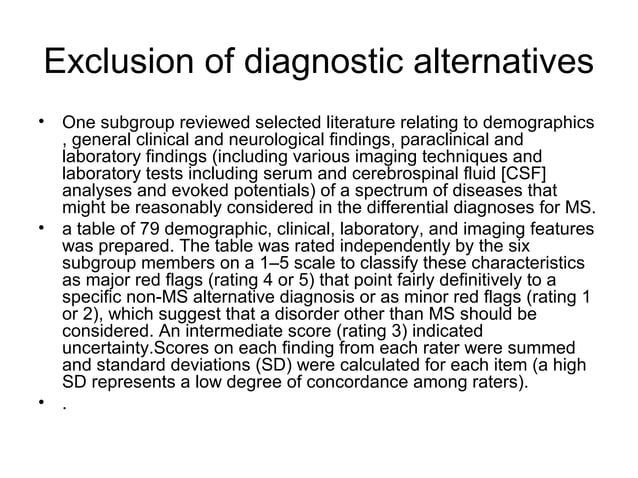 Differential diagnosis of suspected multiple sclerosis | PPT