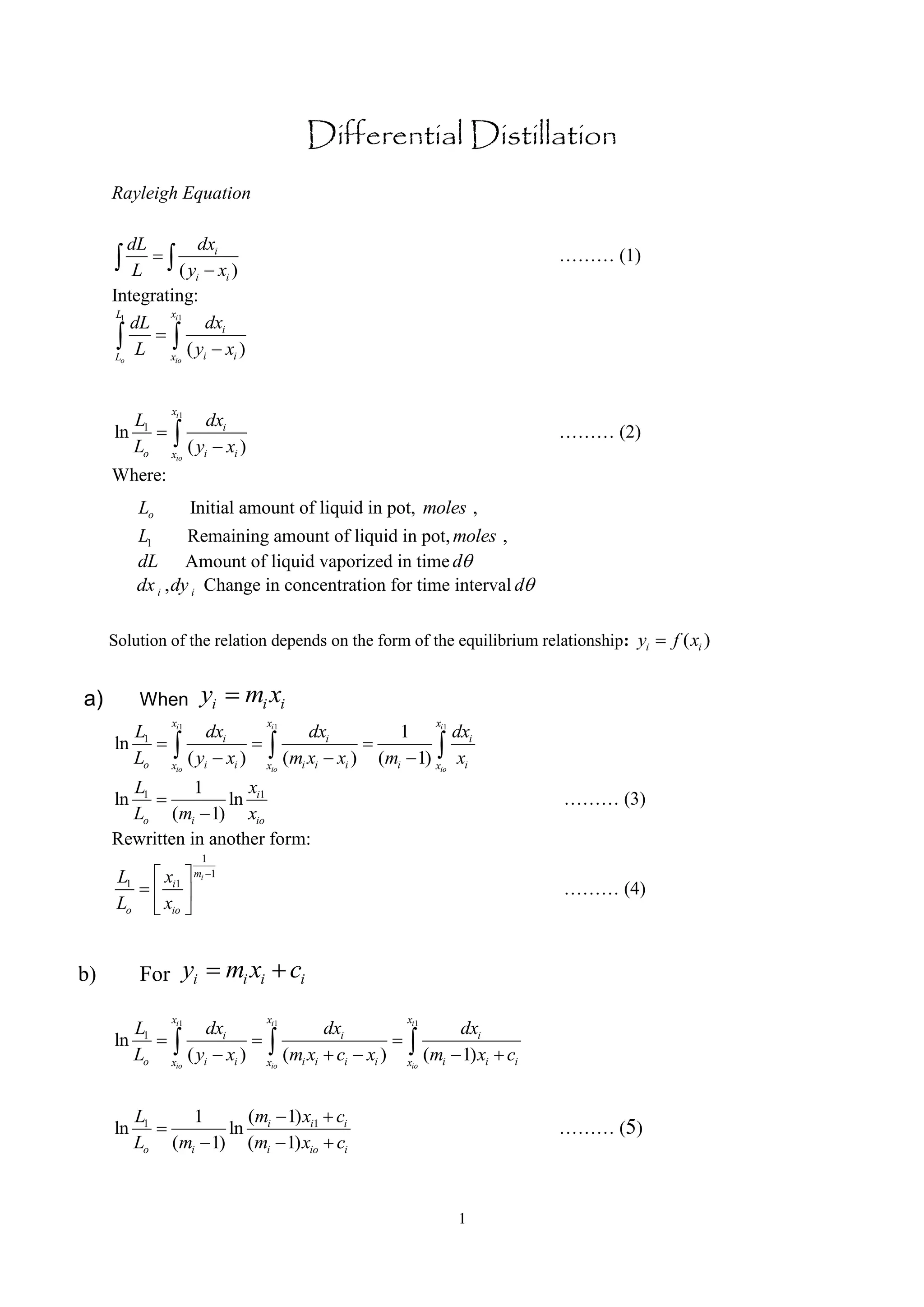 Differential distillation | PDF