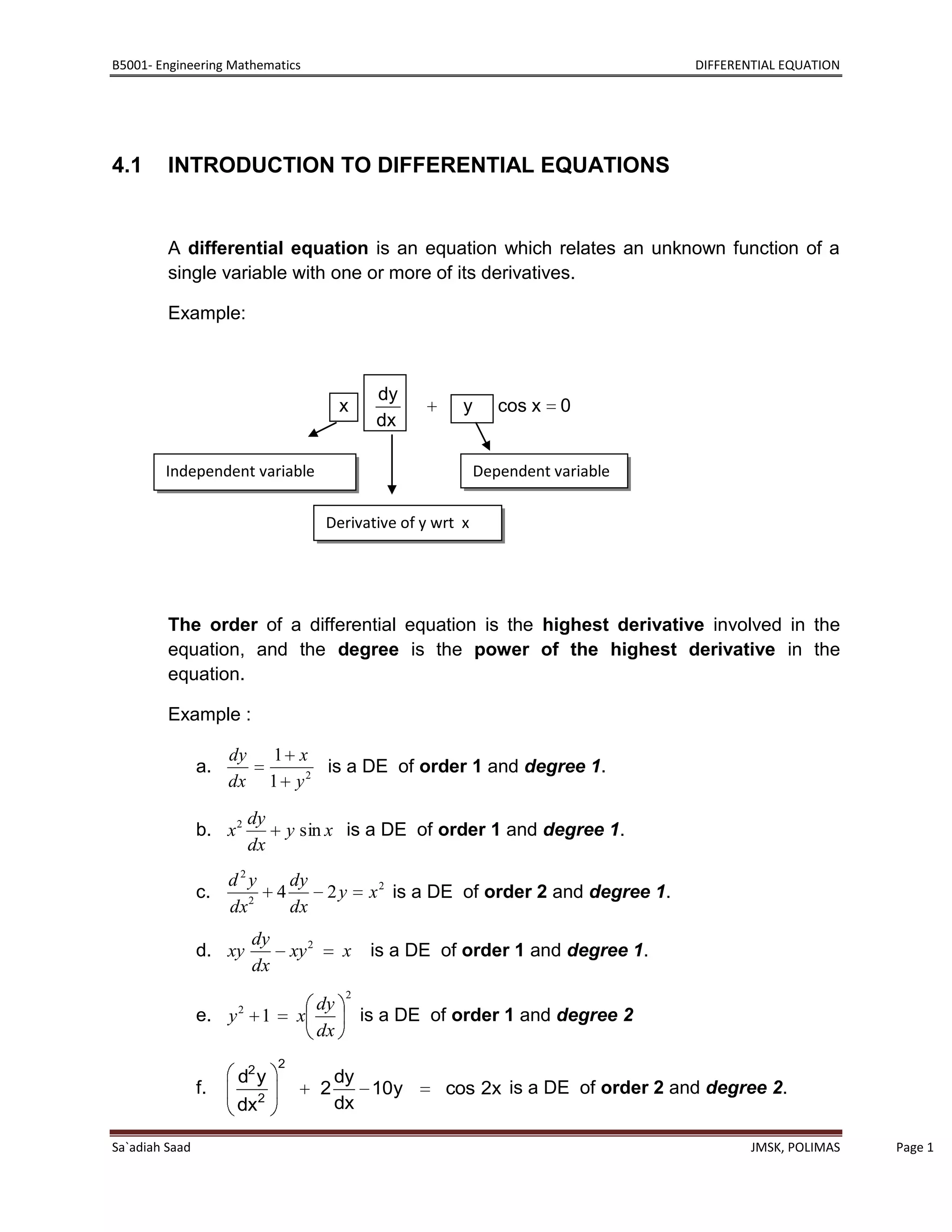 Differential equation | DOCX | Programming Languages | Computing