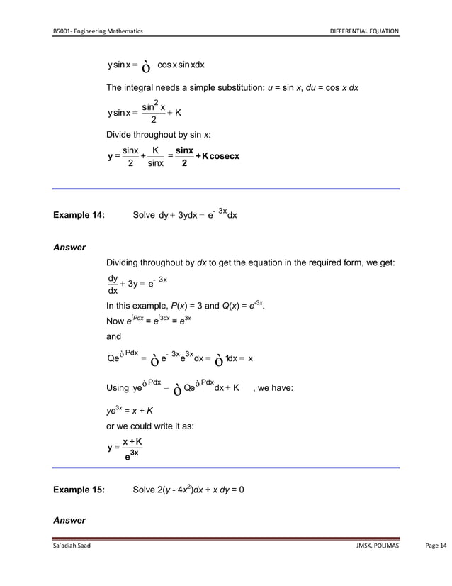Differential equation | DOCX | Programming Languages | Computing