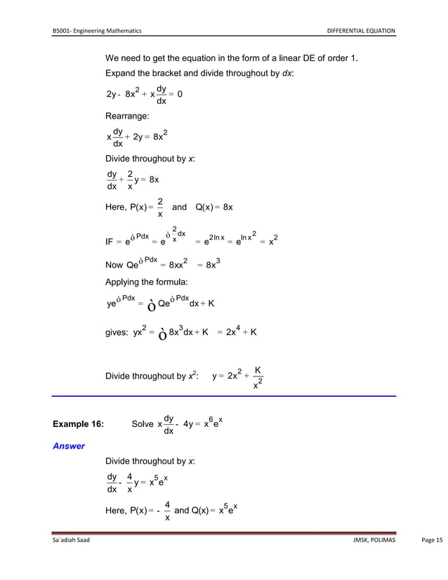 Differential equation | DOCX | Programming Languages | Computing