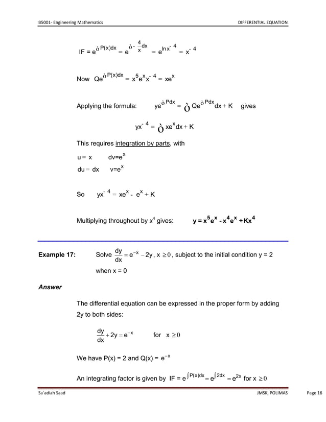 Differential equation | DOCX | Programming Languages | Computing
