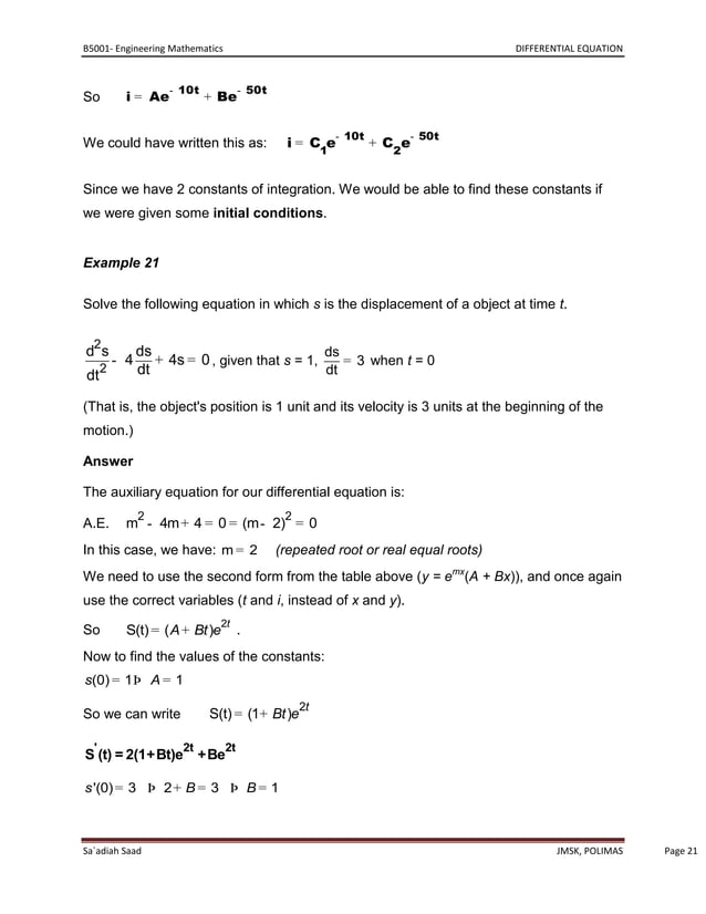Differential equation | DOCX | Programming Languages | Computing