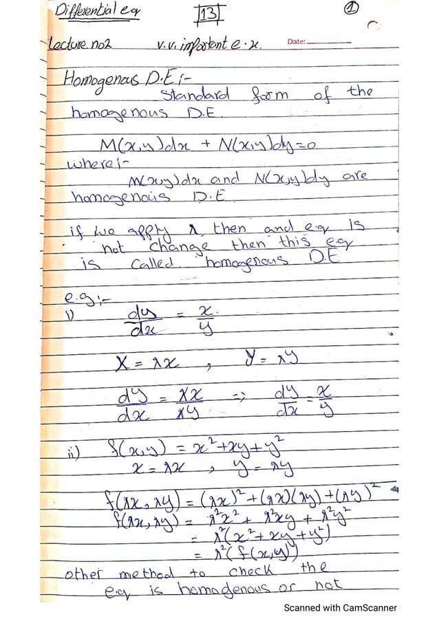Differential equation handwritten notes in pdf
