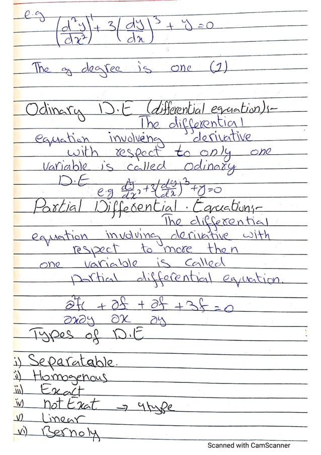 Differential equation handwritten notes in pdf
