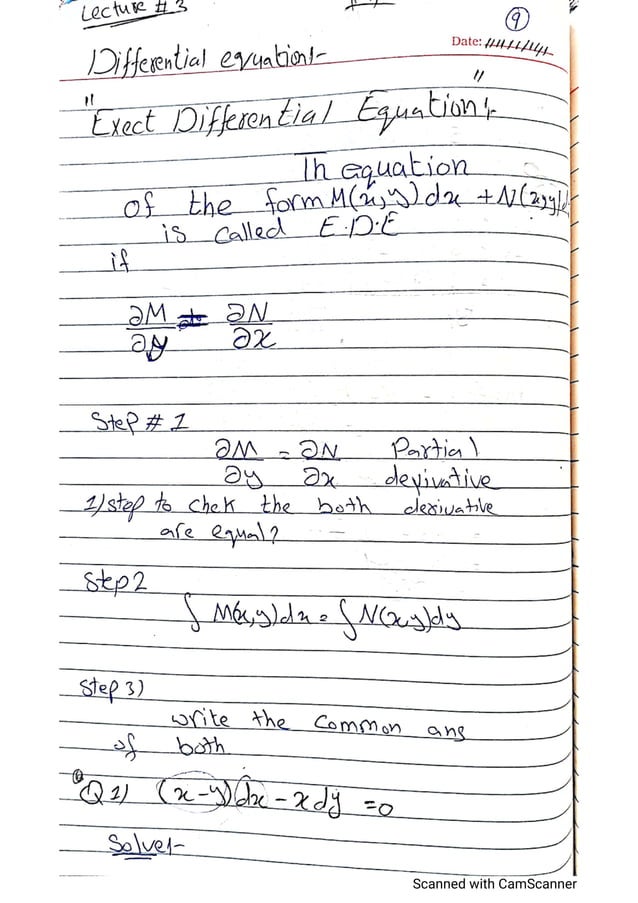 Differential equation handwritten notes in pdf