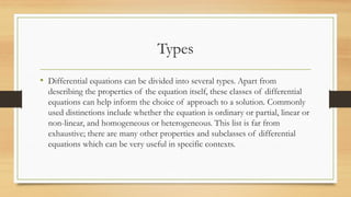 Differential equation in mathematis and thier uses | PPTX