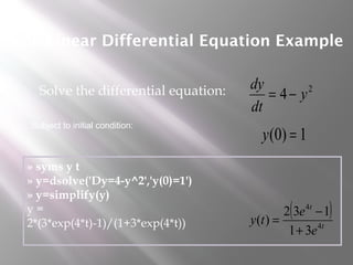 Differential equation & laplace transformation with matlab | PPT